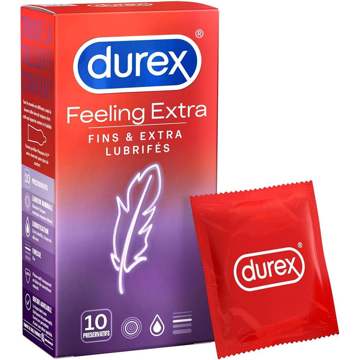 Durex Feeling Extra – 10pk Men's Condoms Fine and Extra Lubricated