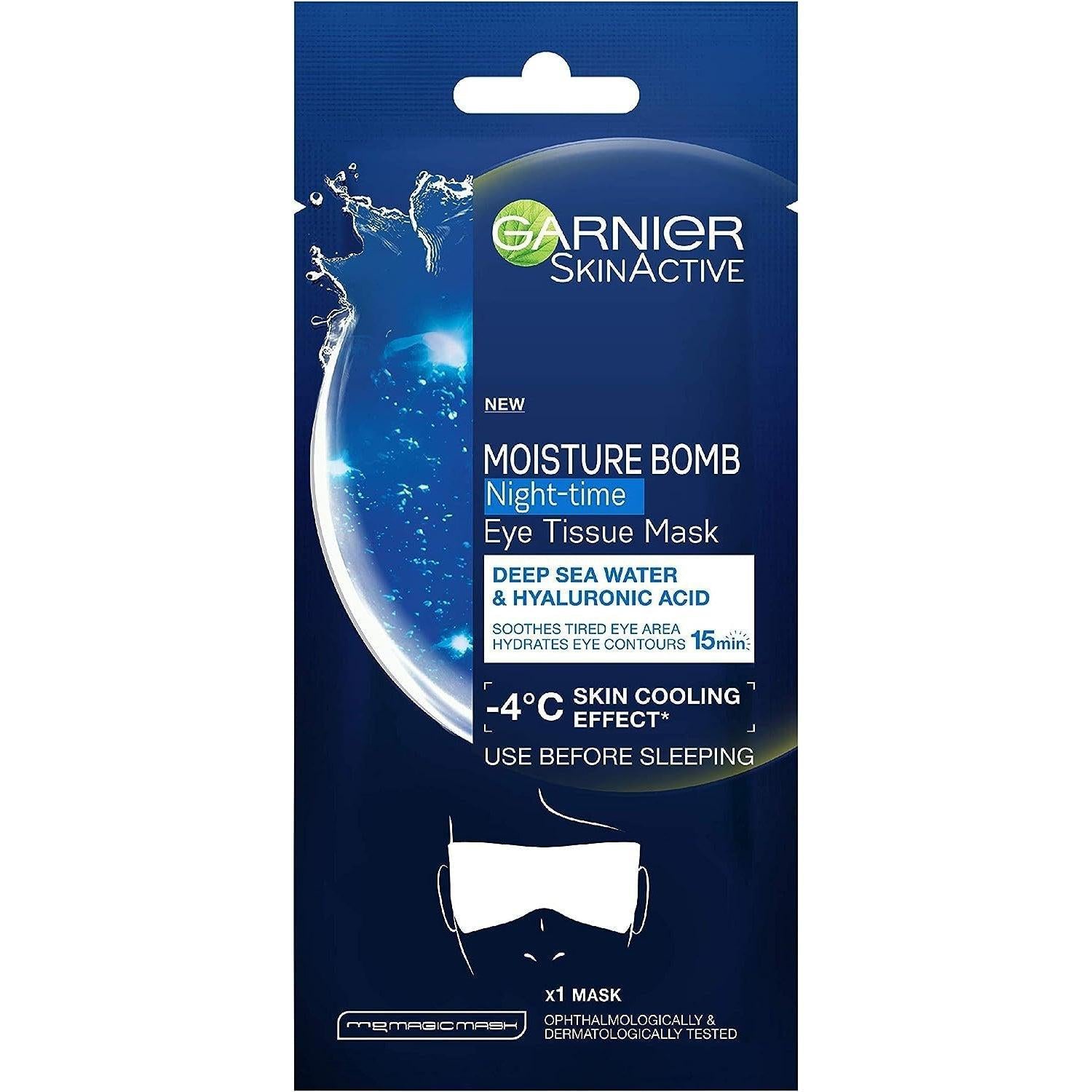 Garnier Moisture Bomb Night-Time Eye Sheet Mask Deep Sea Water and Hya
