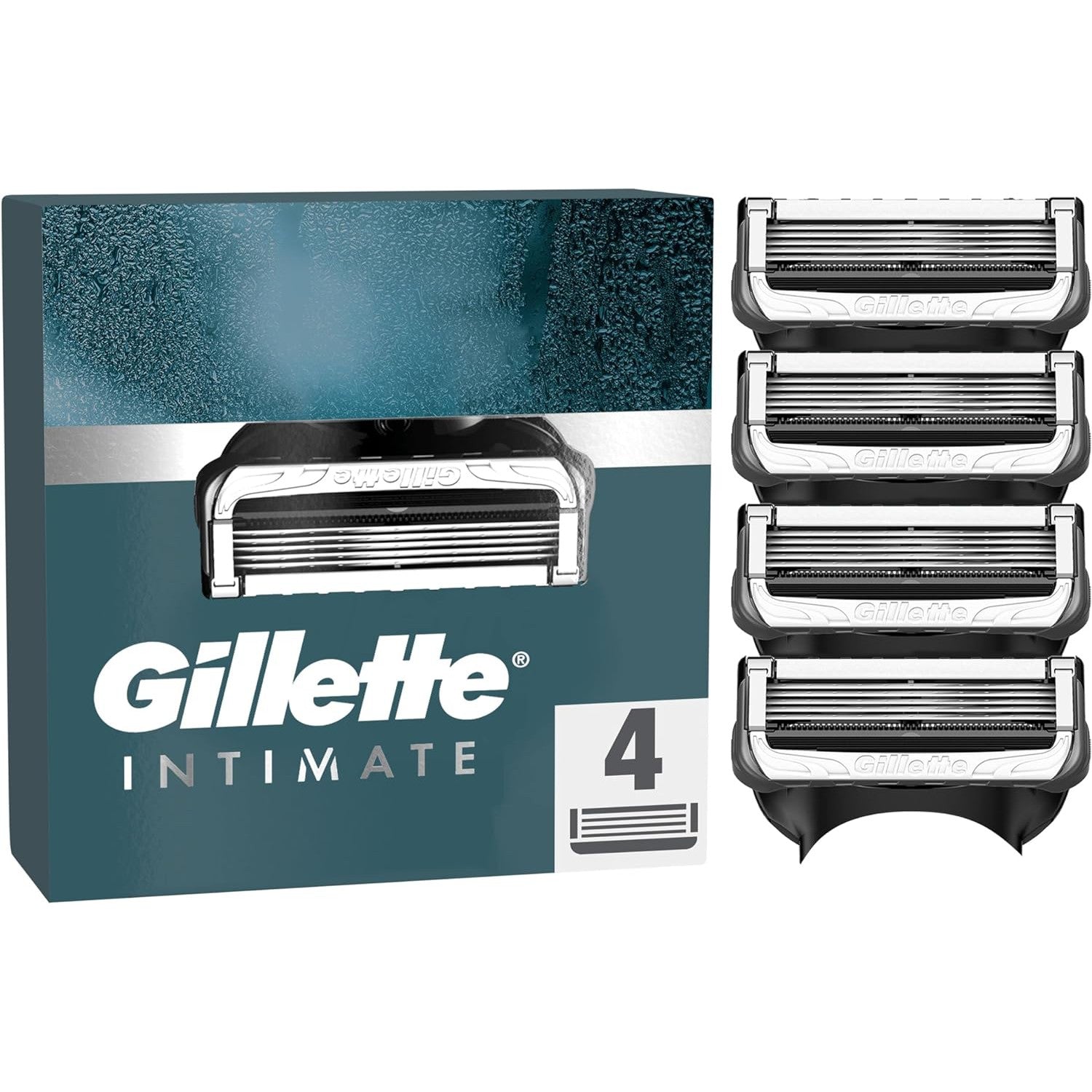 Gillette Intimate Razor Blades Men, 4 Razor Blade Refills with Lubrast